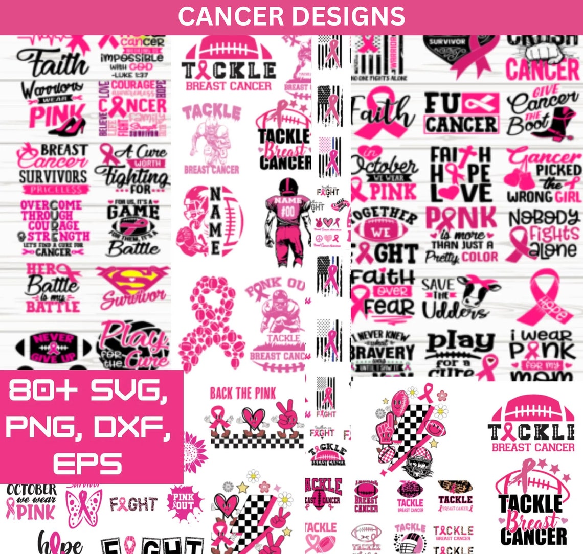 Tackle Breast Cancer Svg Png, Football Cancer Fight Svg, Football Sport ...