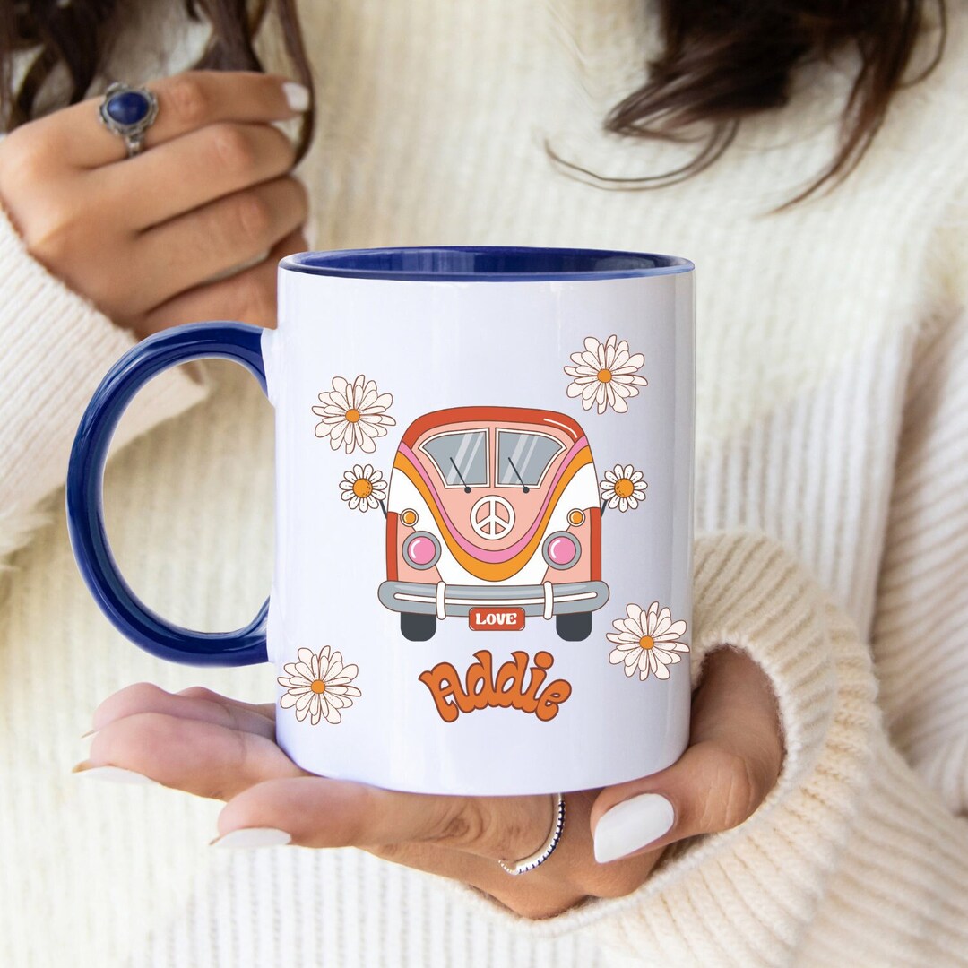 Psychedelic Retro Campfire Coffee Mug, Bohemian Wanderlust Travel Camp ...