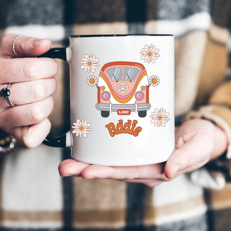 Psychedelic Retro Campfire Coffee Mug, Bohemian Wanderlust Travel Camp ...
