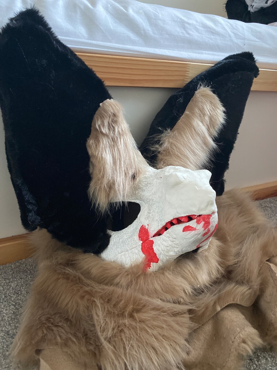 Furry Fursuit Deluxe Dino Mask Head With Foam Furry Ears Gore Blood ...