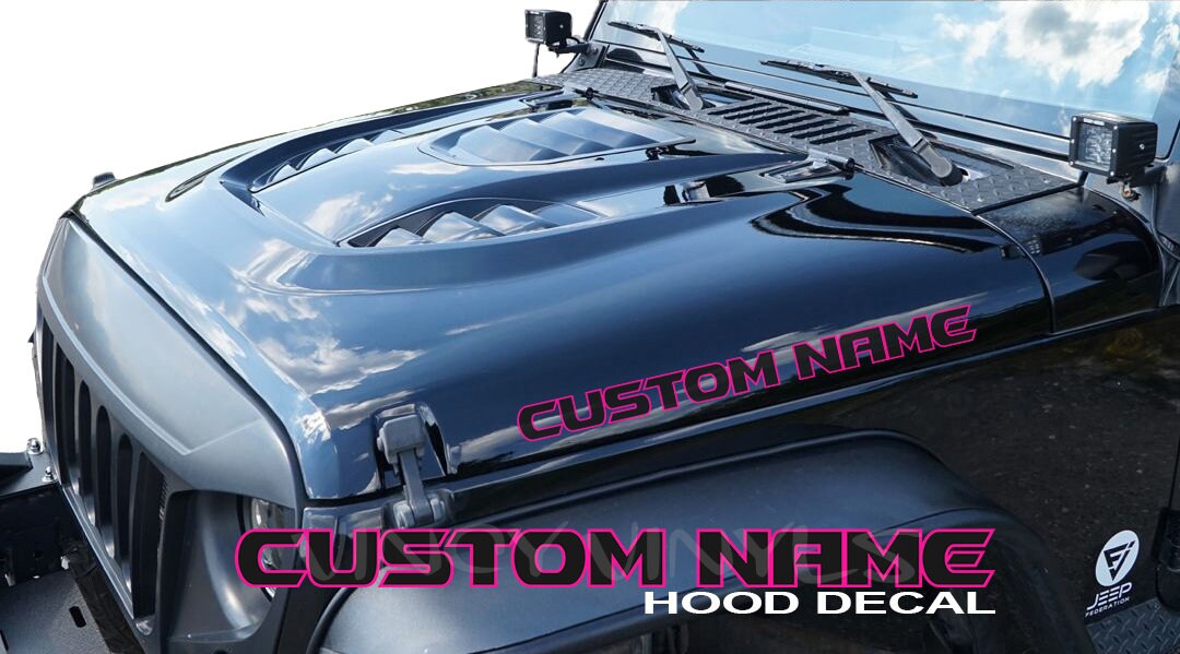 Wrangler/rubicon Custom Text Hood Stickers for Jeep 2 Shade or 1 Shade ...