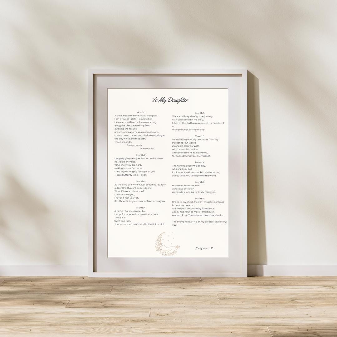 To My Daughter Digital Art Print| Poem for Mother| Pregnancy Poem| Wall ...