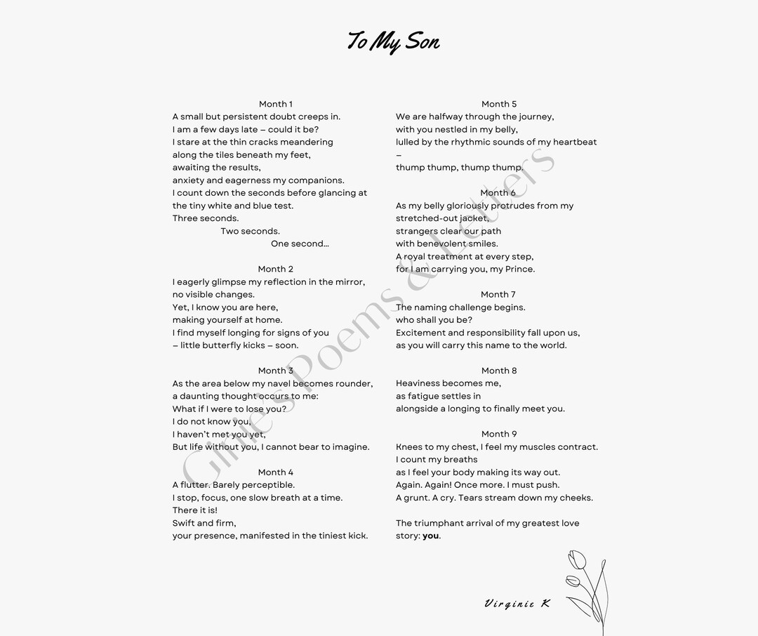 To My Son Printable Poem| Poem for Mother| Boy Mama Gift| Pregnancy ... To My Son Printable Poem| Poem for Mother| Boy Mama Gift| Pregnancy ...