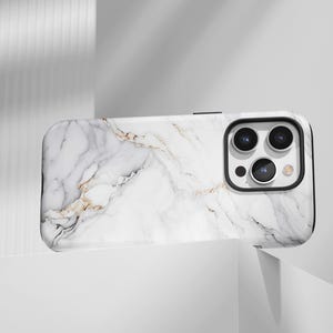 White Luxury Phone Case Marble Pattern Cover for iPhone 16 15 14 13 12 ...