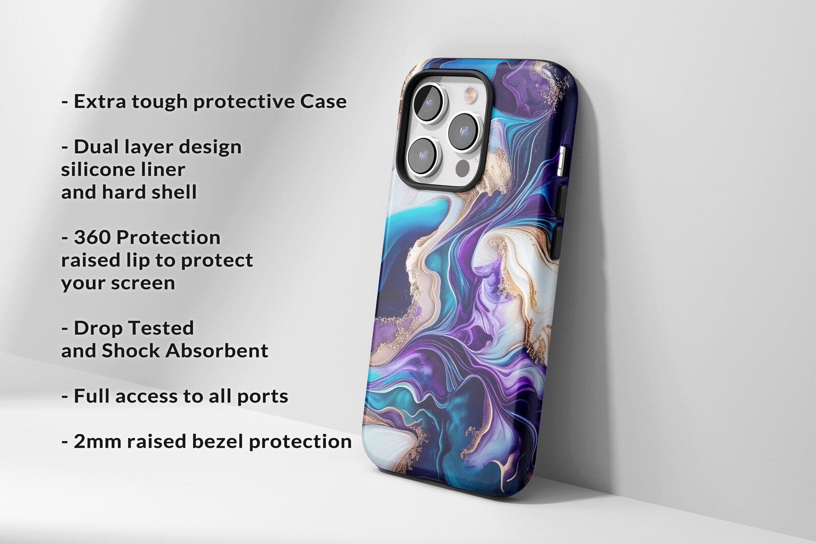 Trendy Royal Blue Phone Case Abstract Liquid Cover for iPhone 16 15 14 ...