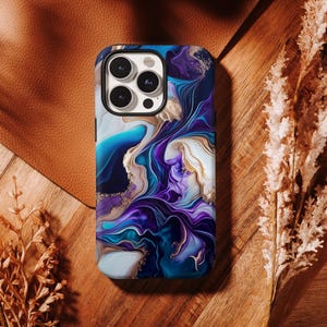 Trendy Royal Blue Phone Case Abstract Liquid Cover for iPhone 16 15 14 ...