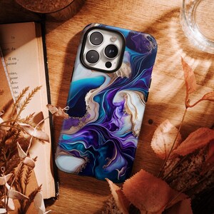 Trendy Royal Blue Phone Case Abstract Liquid Cover for iPhone 16 15 14 ...