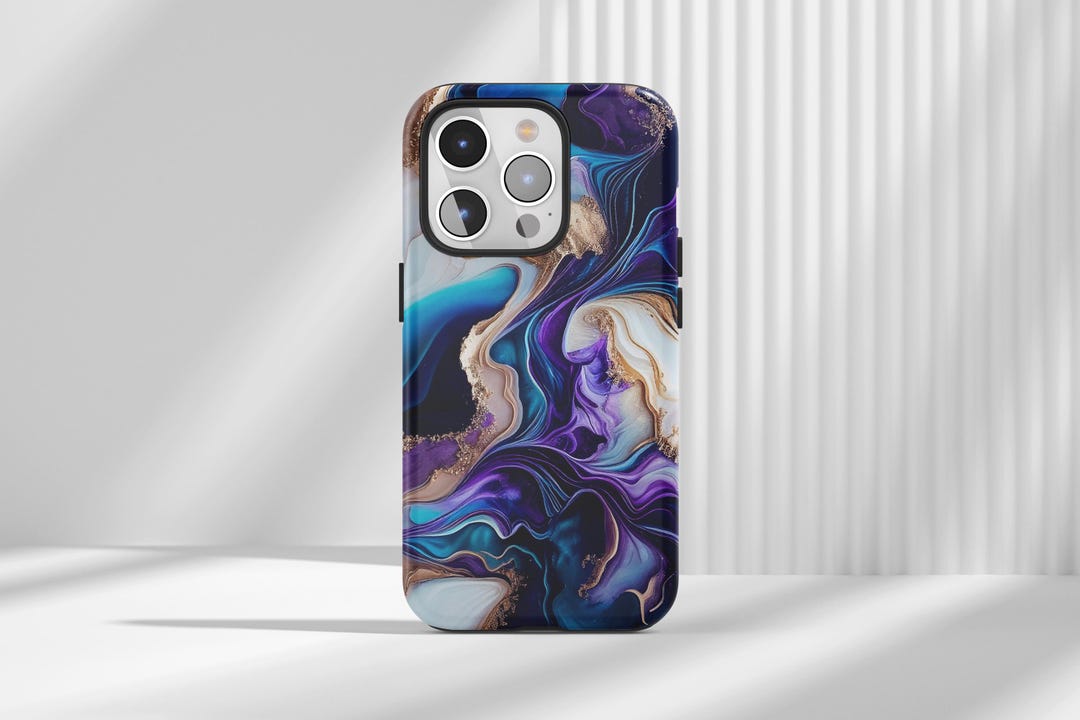 Trendy Royal Blue Phone Case Abstract Liquid Cover for iPhone 16 15 14 ...