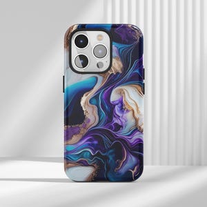 Trendy Royal Blue Phone Case Abstract Liquid Cover for iPhone 16 15 14 ...