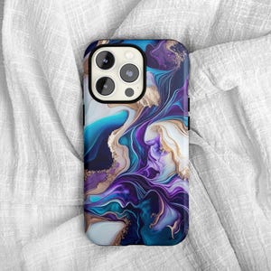 Trendy Royal Blue Phone Case Abstract Liquid Cover for iPhone 16 15 14 ...
