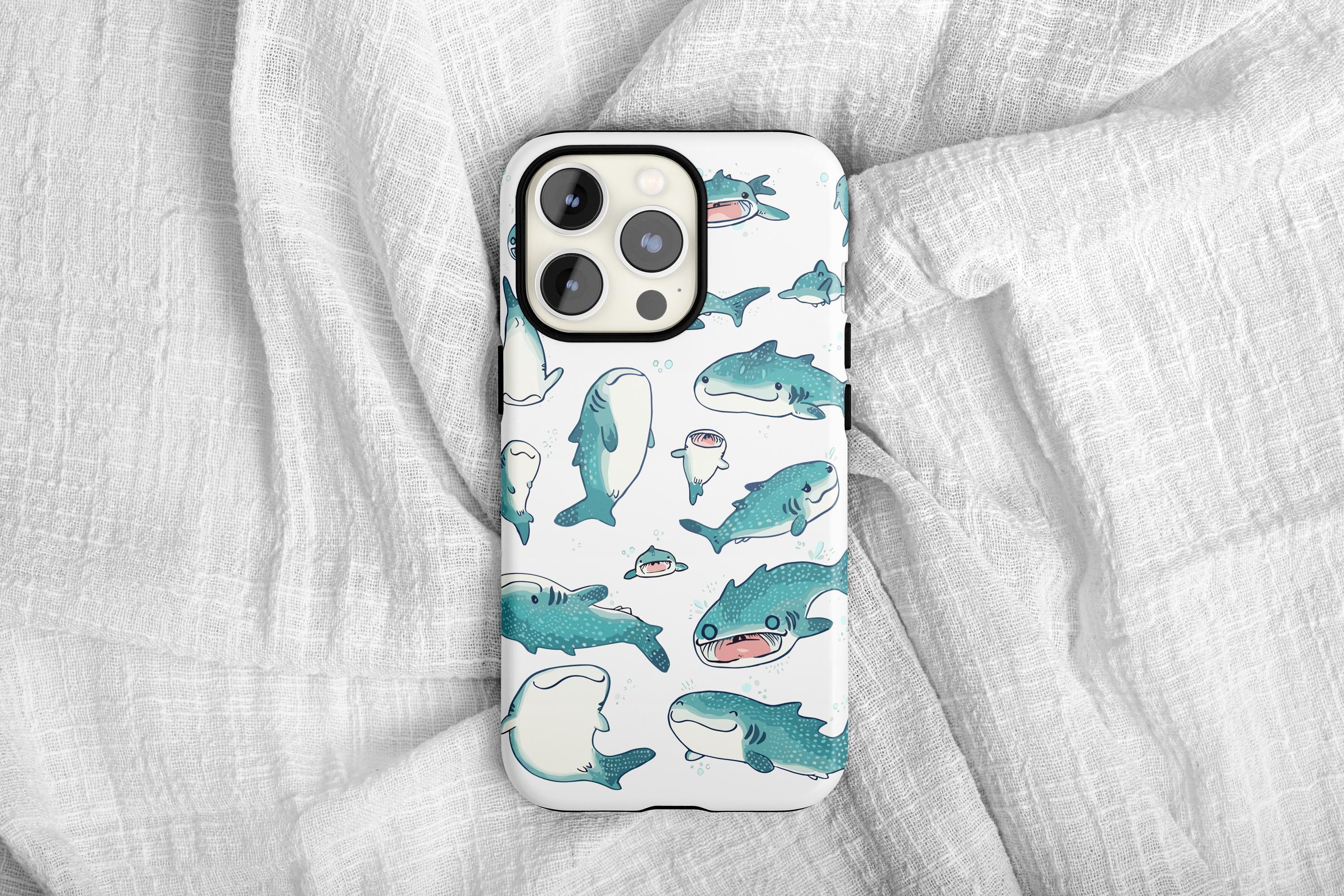 Cute Whale Sharks Pattern Phone Case Cover for iPhone 16 15 14 13 12 11 ...