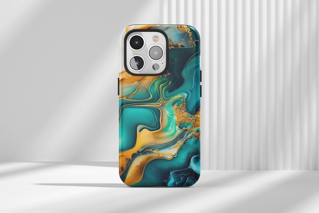 Green Tint Phone Case Abstract Liquid Cover for iPhone 16 15 14 13 12 ...