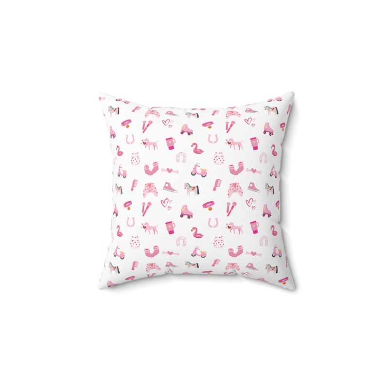 Pink & White Aesthetic Preppy Square Pillow, Horse Gift, Gift for Her ...