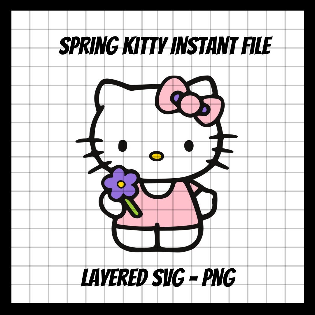 Cute Spring Flower Kitty SVG and PNG File Instant Download - Etsy