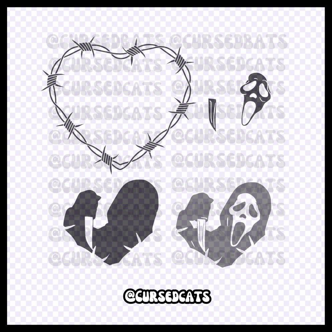 SVG DIGITAL FILE Layered Ghost Face in Barbwire Heart Valentines ...