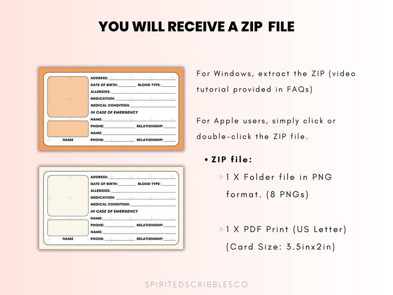 Printable Emergency ID Card Kids in Case of Emergency Tags Contacts ...