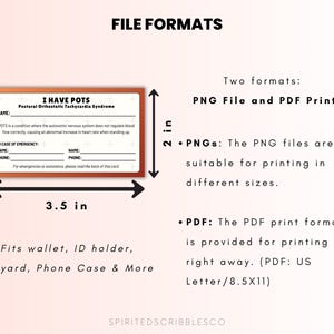 Printable POTS Card Postural Orthostatic Tachycardia Syndrome Awareness ...