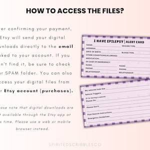 Printable Epilepsy Card Medical Alert Cards Epilepsy Seizure Awareness ...