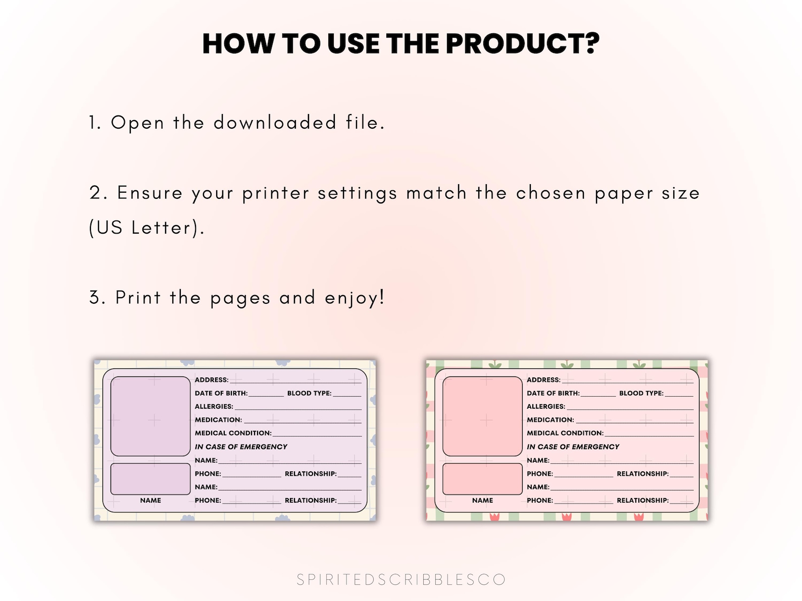 Kids Printable Emergency Card in Case of Emergency ICE Tag Contacts ...