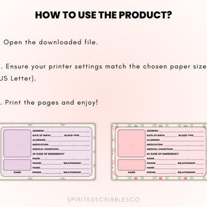 Kids Printable Emergency Card in Case of Emergency ICE Tag Contacts ...