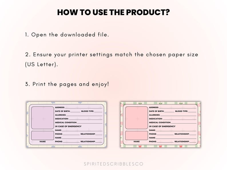 Kids Printable Emergency Card in Case of Emergency ICE Tag Contacts ...