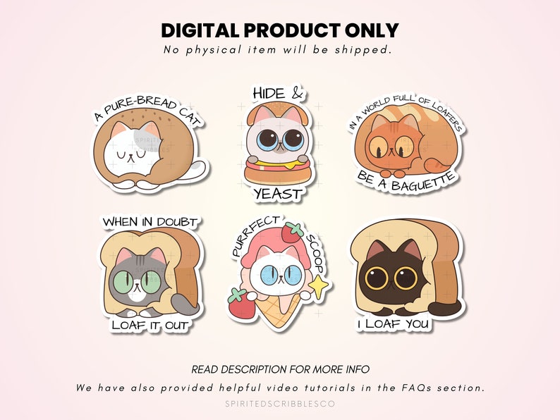 Cat Meme Stickers Digital Printable Sticker Set, Pre-cropped Goodnotes ...