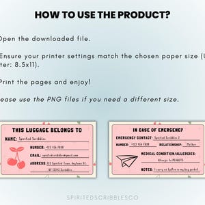 Printable Luggage Tag Insert Two-sided in Case of Emergency Contacts ...