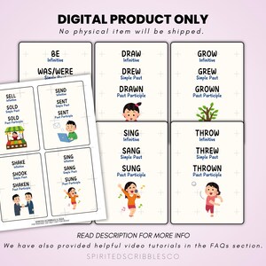 80 English Irregular Verbs Flashcards Printable Infinitive Simple Past ...