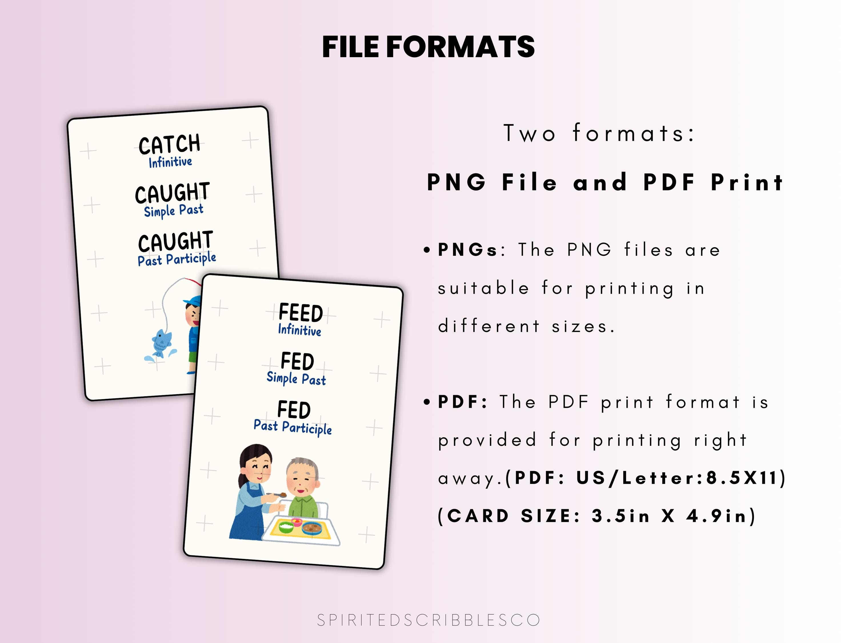 80 English Irregular Verbs Flashcards Printable Infinitive Simple Past ...