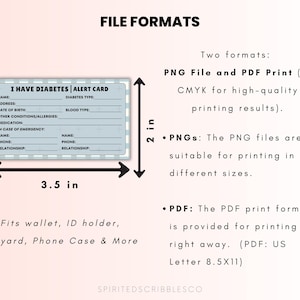 Printable Diabetes Alert Card Medical ID Ice Tag Emergency Diabetic ...