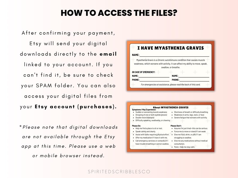 Printable Myasthenia Gravis Card Medical Condition Awareness Cards ...