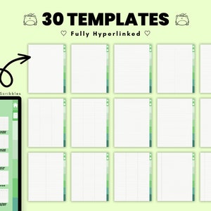 Frog Digital Notebook With Tabs & Covers Fully Hyperlinked, Kawaii ...