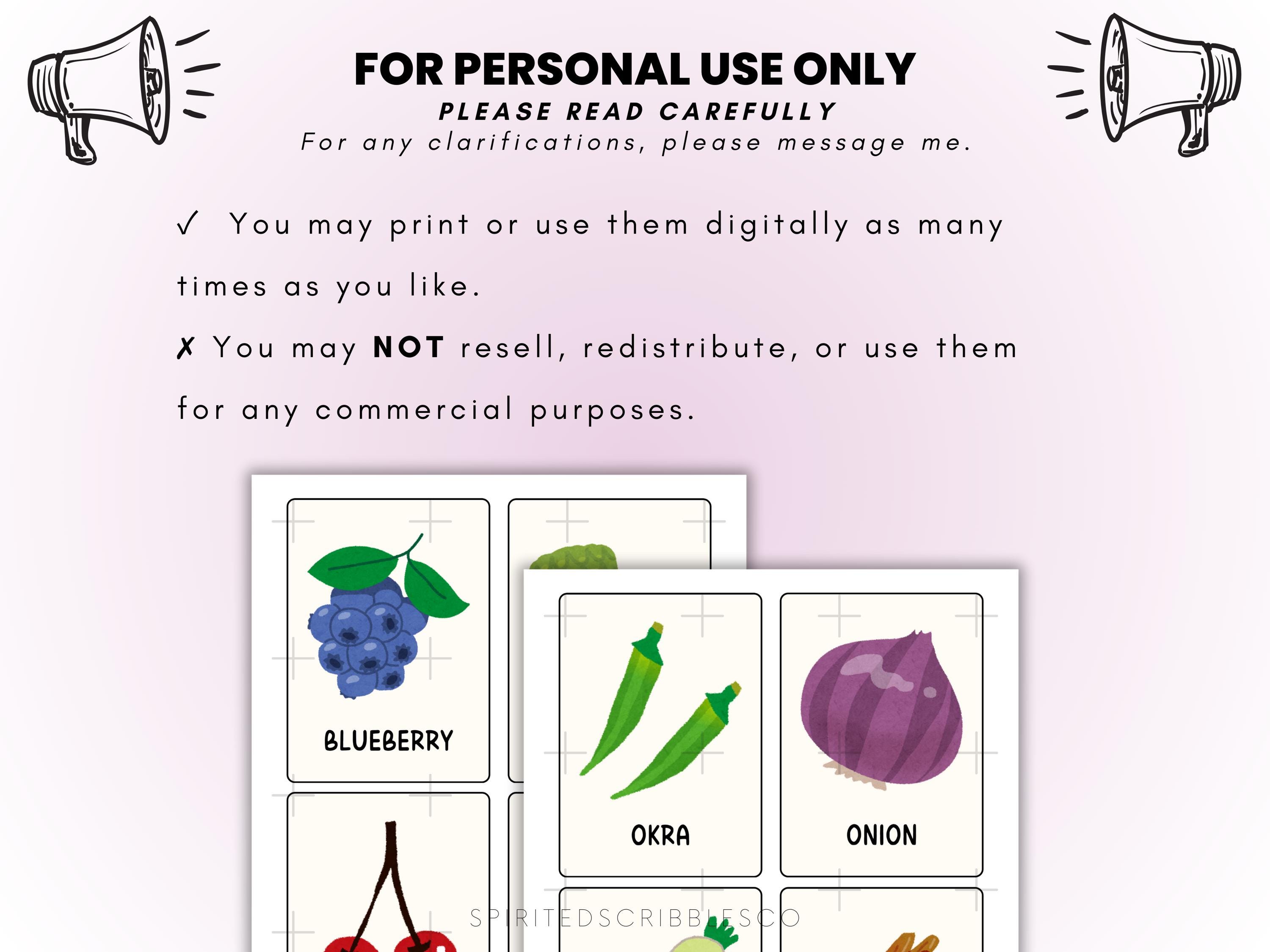 Fruits and Vegetables Flash Cards 110 Bundle Foods Illustration ...
