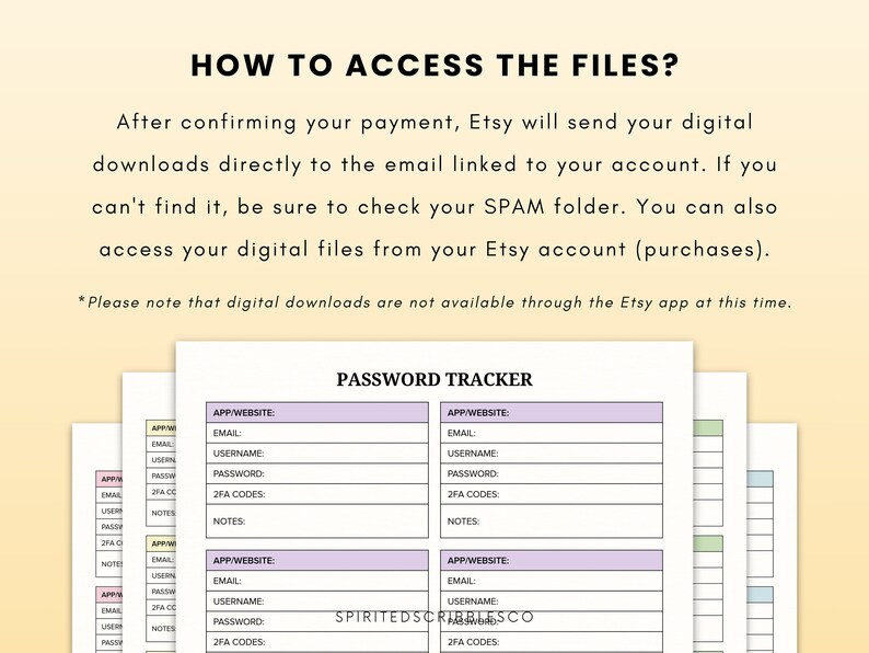 Password Tracker Printable Pastel Passwords Organizer List Template ...