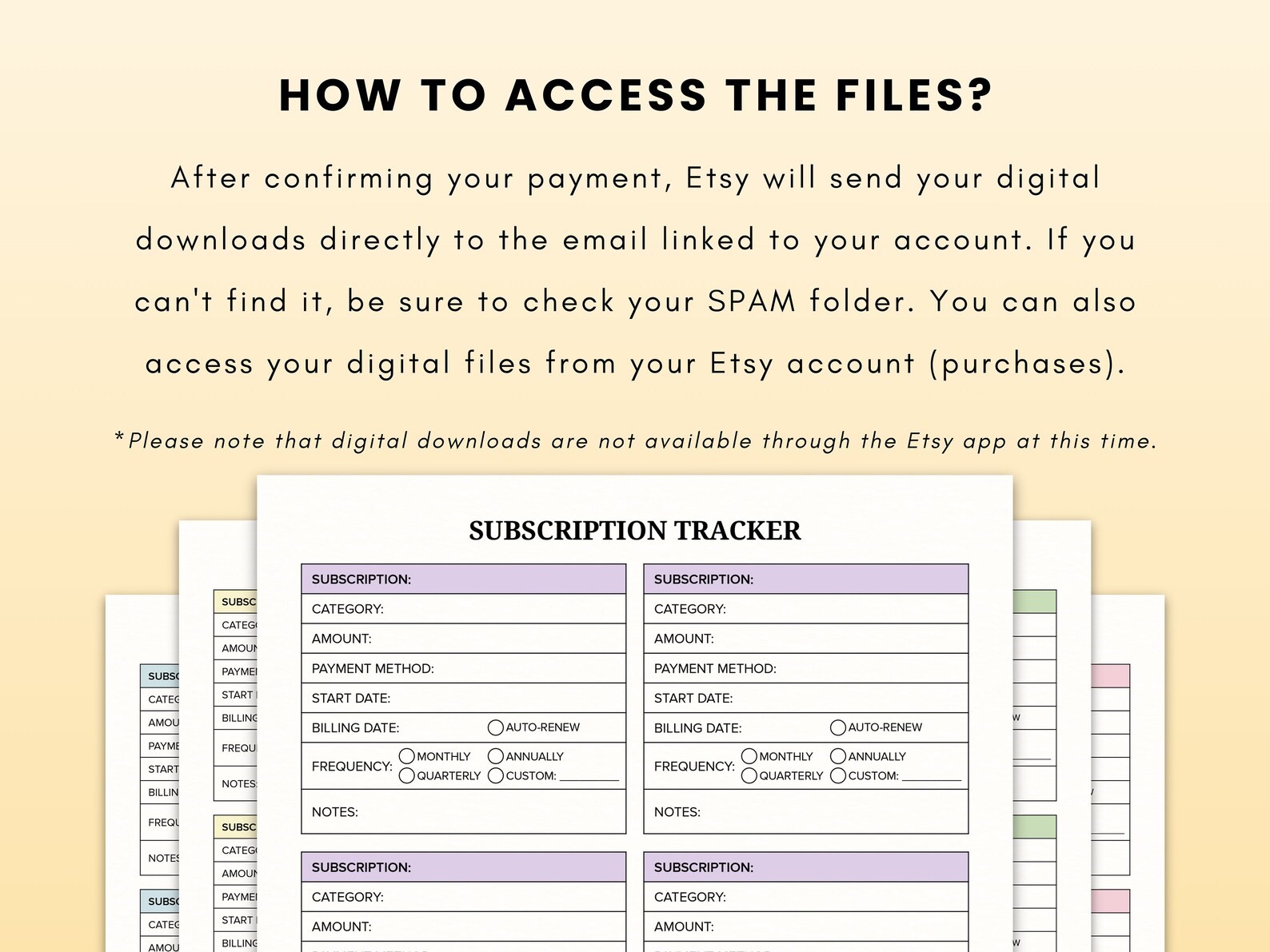 Subscription Tracker Printable Pastel Subscriptions Organizer Checklist ...