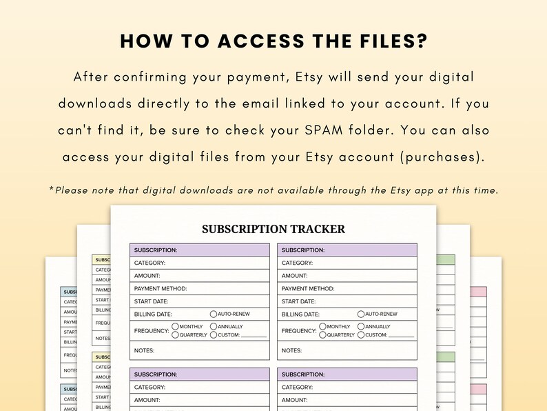 Subscription Tracker Printable Pastel Subscriptions Organizer Checklist ...