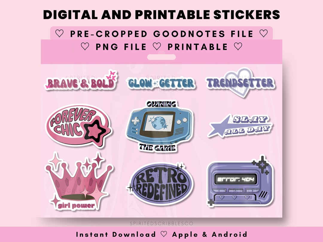 Y2K Stickers Digital & Printable Sticker Set 2000s Sticker, Pre-cropped ...