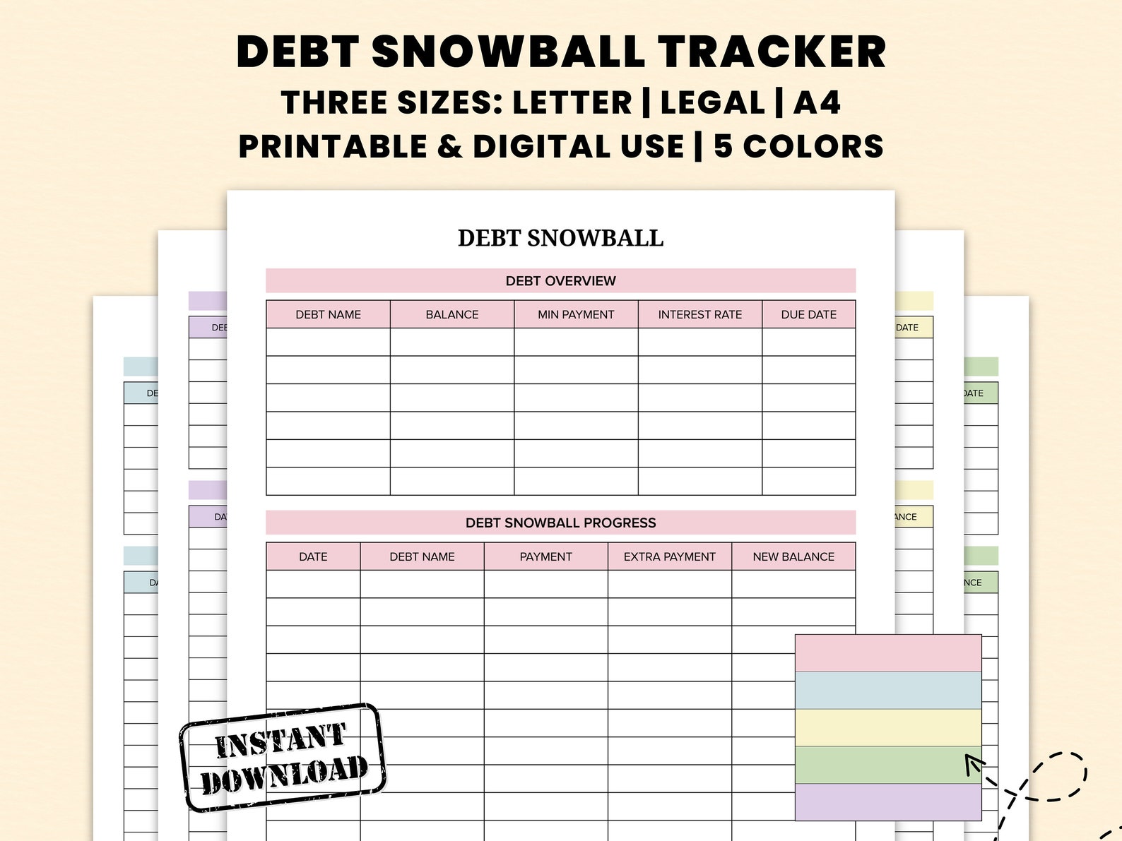 Debt Snowball Tracker Printable Snowball Debt Method Worksheet Chart ...