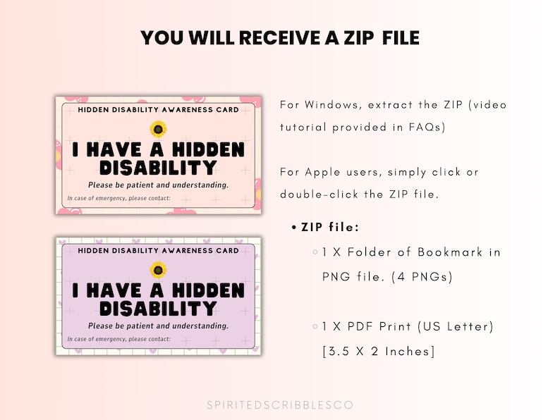 Printable Hidden Disability Awareness Cards Sunflower Medical Health ...