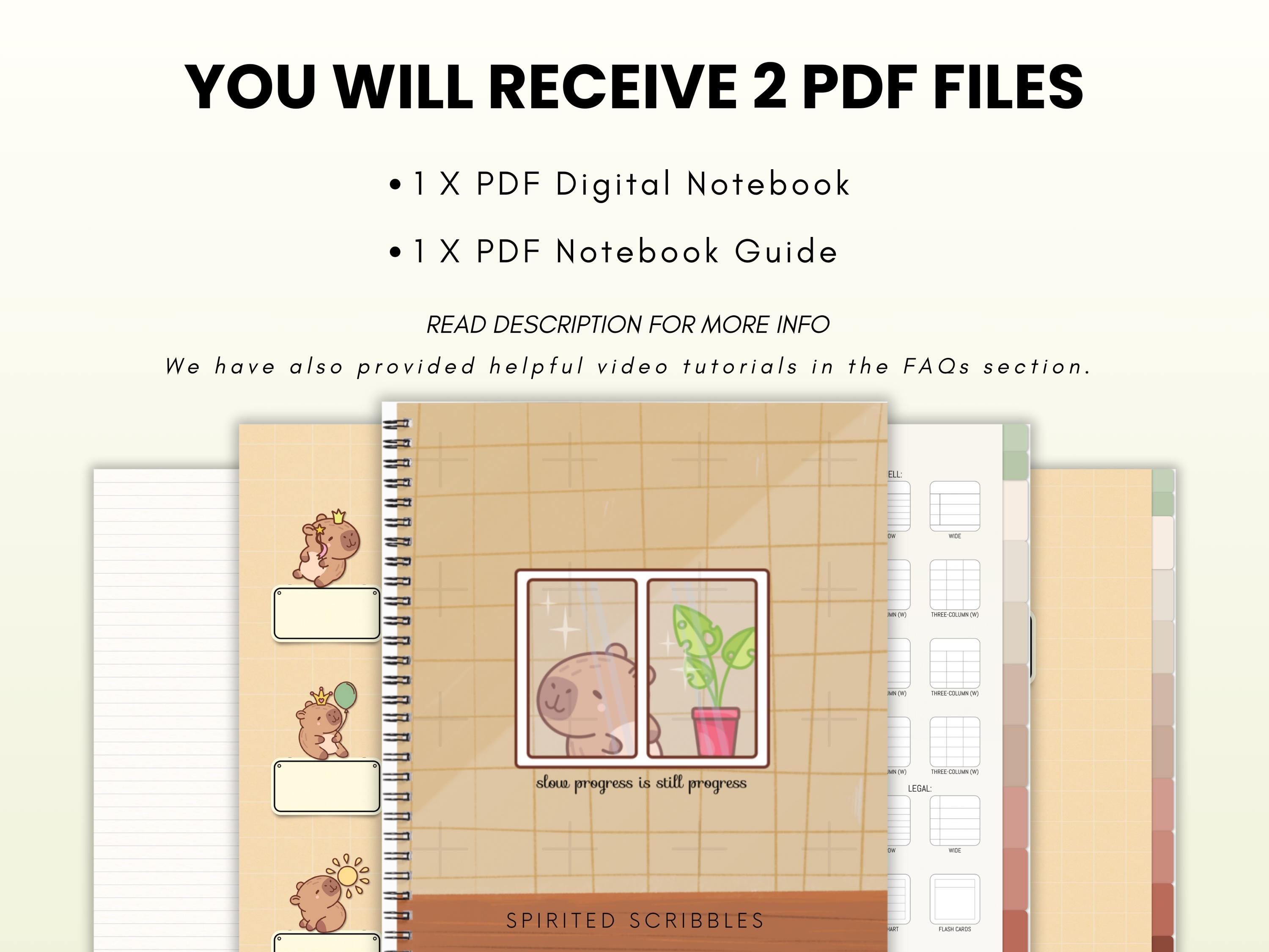 Cute Capybara Digital Planner Template Beige Journal With Tabs & Cover ...