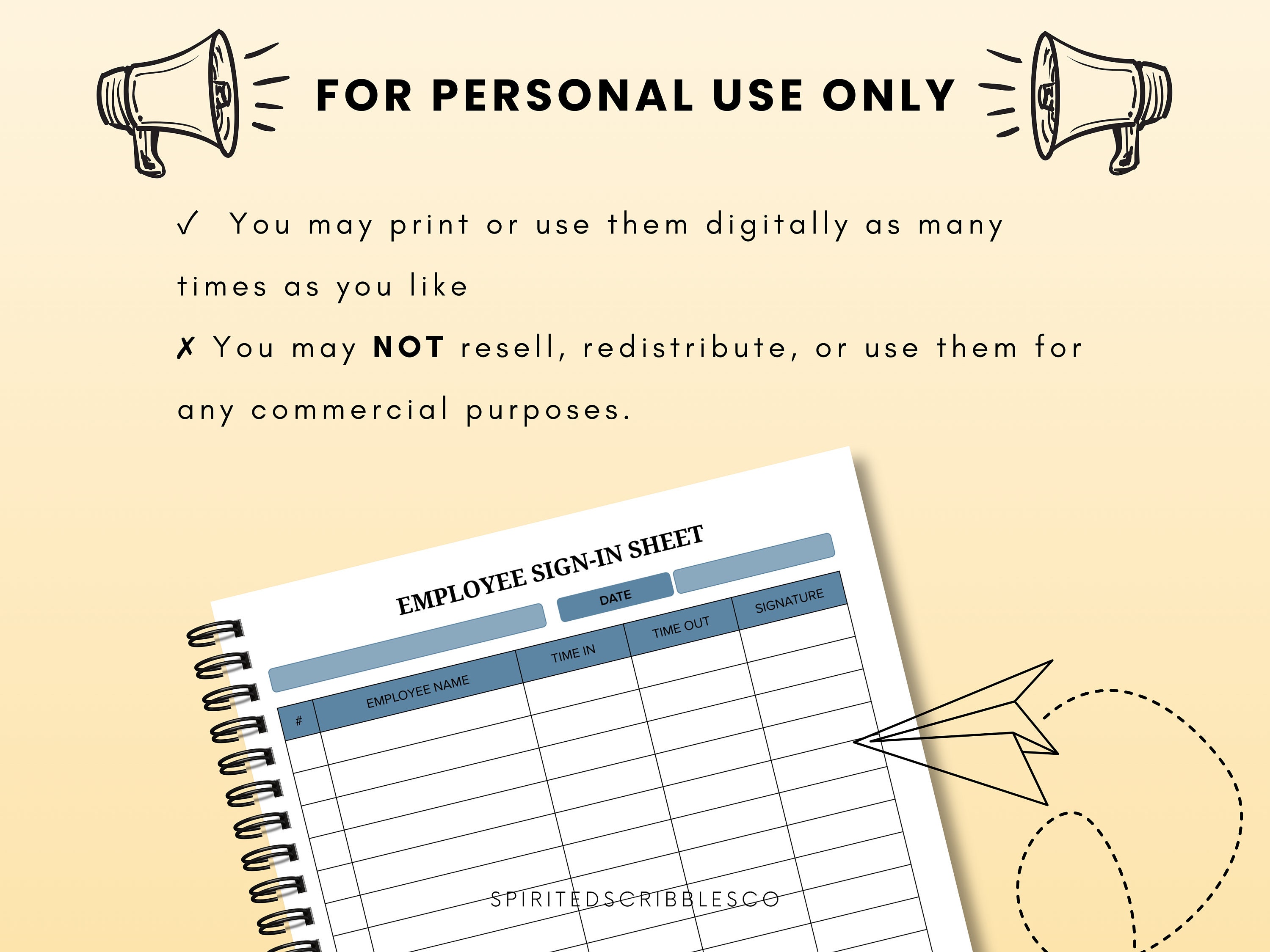 Employee Sign-in Sheet Printable Employee Time in Time Out Tracker ...