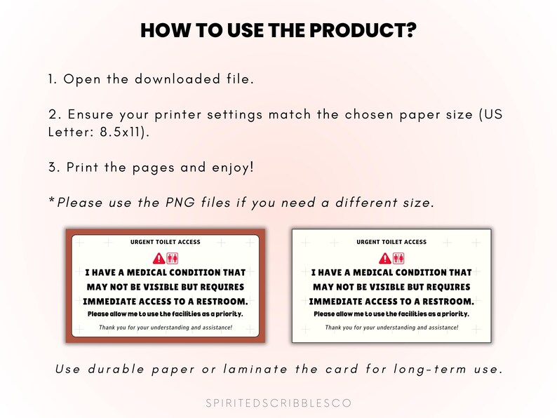 Printable Urgent Toilet Access Cards Medical Use Tag Hidden Health ...