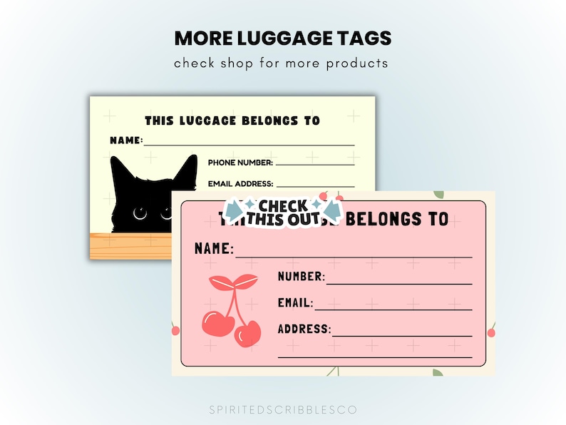 Editable Luggage Tag Insert Two-sided in Case of Emergency Travel Gear ...