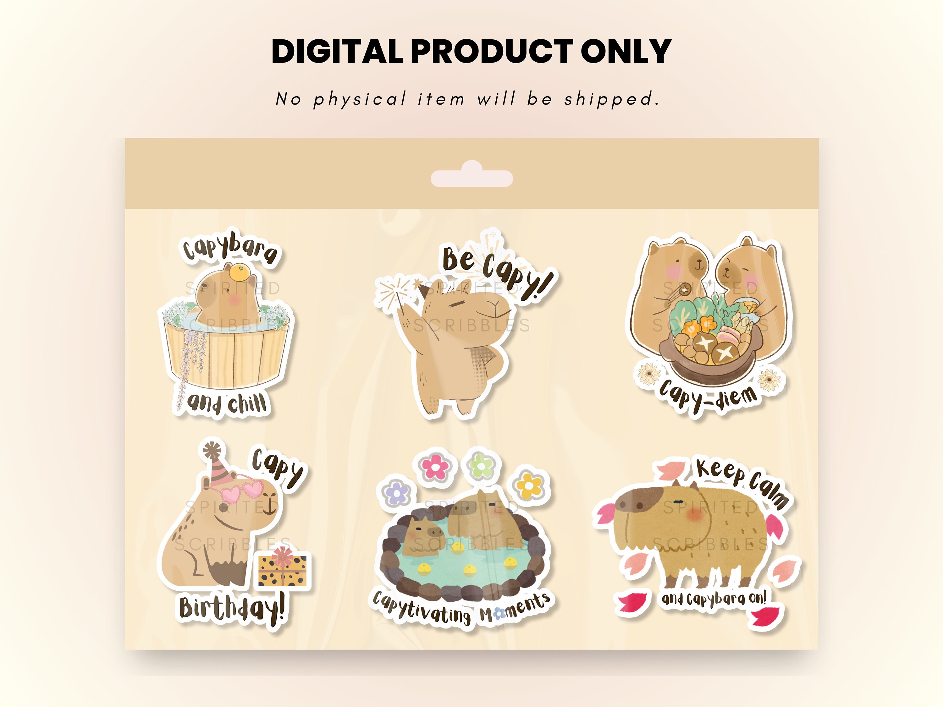 Capybara Sticker Set, Cute Animal Digital Stickers, Goodnotes, PNG ...