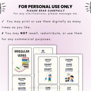 80 English Irregular Verbs Flashcards Printable Infinitive Simple Past ...