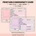 Kids Printable Emergency Card in Case of Emergency ICE Tag Contacts ...