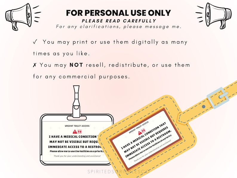 Printable Urgent Toilet Access Cards Medical Use Tag Hidden Health ...