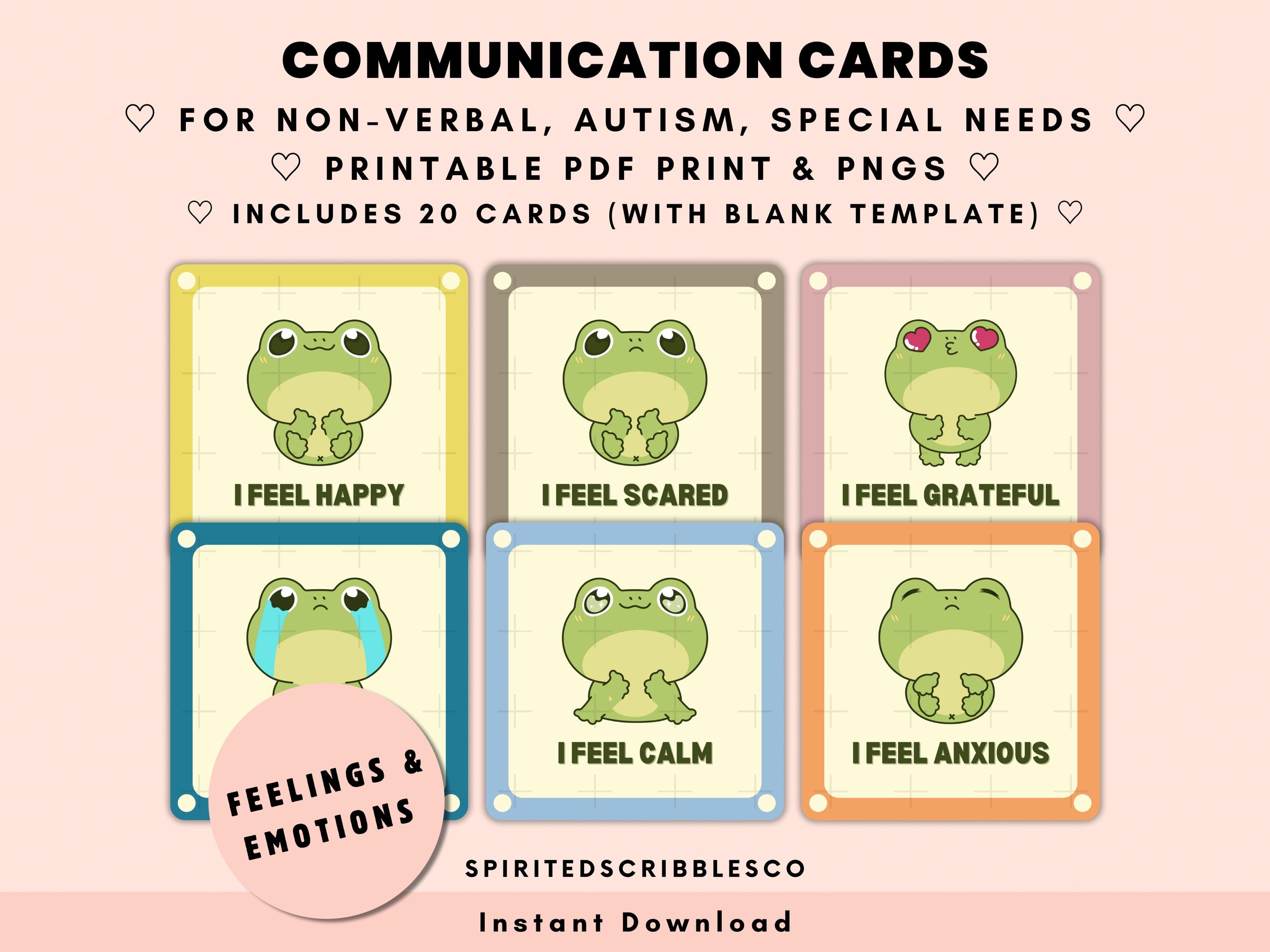 Communication Cards Printable Feelings Emotions Frog Speech Flashcard ...