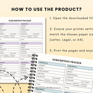 Subscription Tracker Printable Pastel Subscriptions Organizer Checklist ...