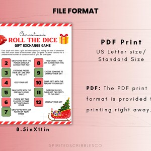 Christmas Roll the Dice Gift Exchange Game Printable Christmas Two Dice ...